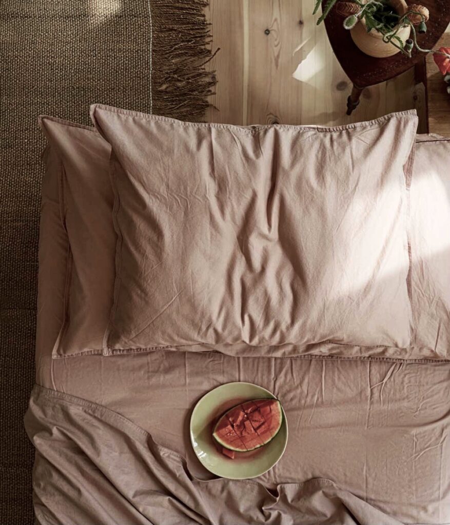 Dusty pink fitted sheet in many sizes and 100% organic cotton