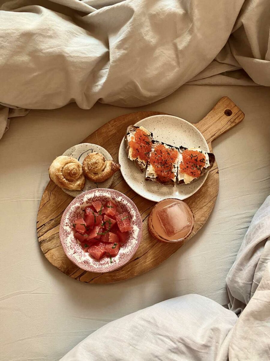 Salmon Roe Toast & Morning Buns with Citrus Butter by Gabriella Skog