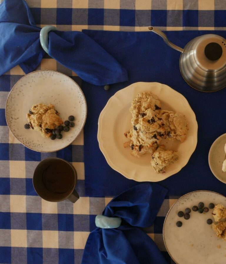 Blue gingham tablecloth