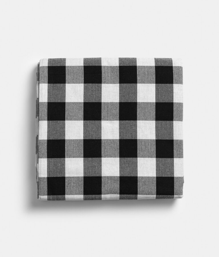 Black and white checked tote bag in recycled cotton