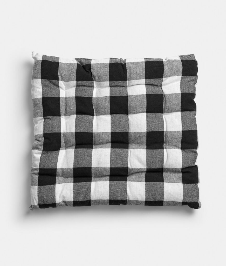 Black and white checked tote bag in recycled cotton