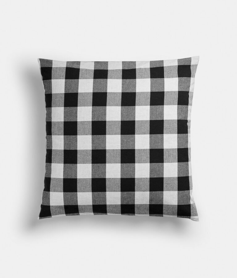 Black and white checked tote bag in recycled cotton
