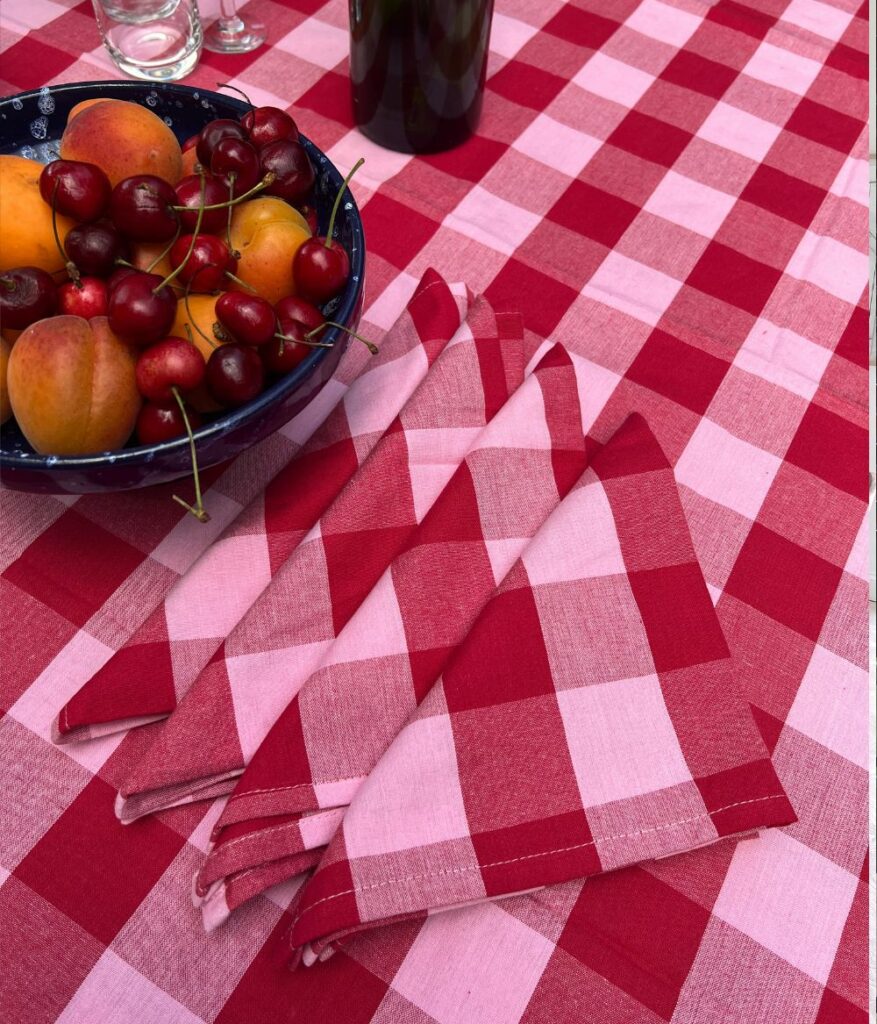 Red and pink gingham napkins
