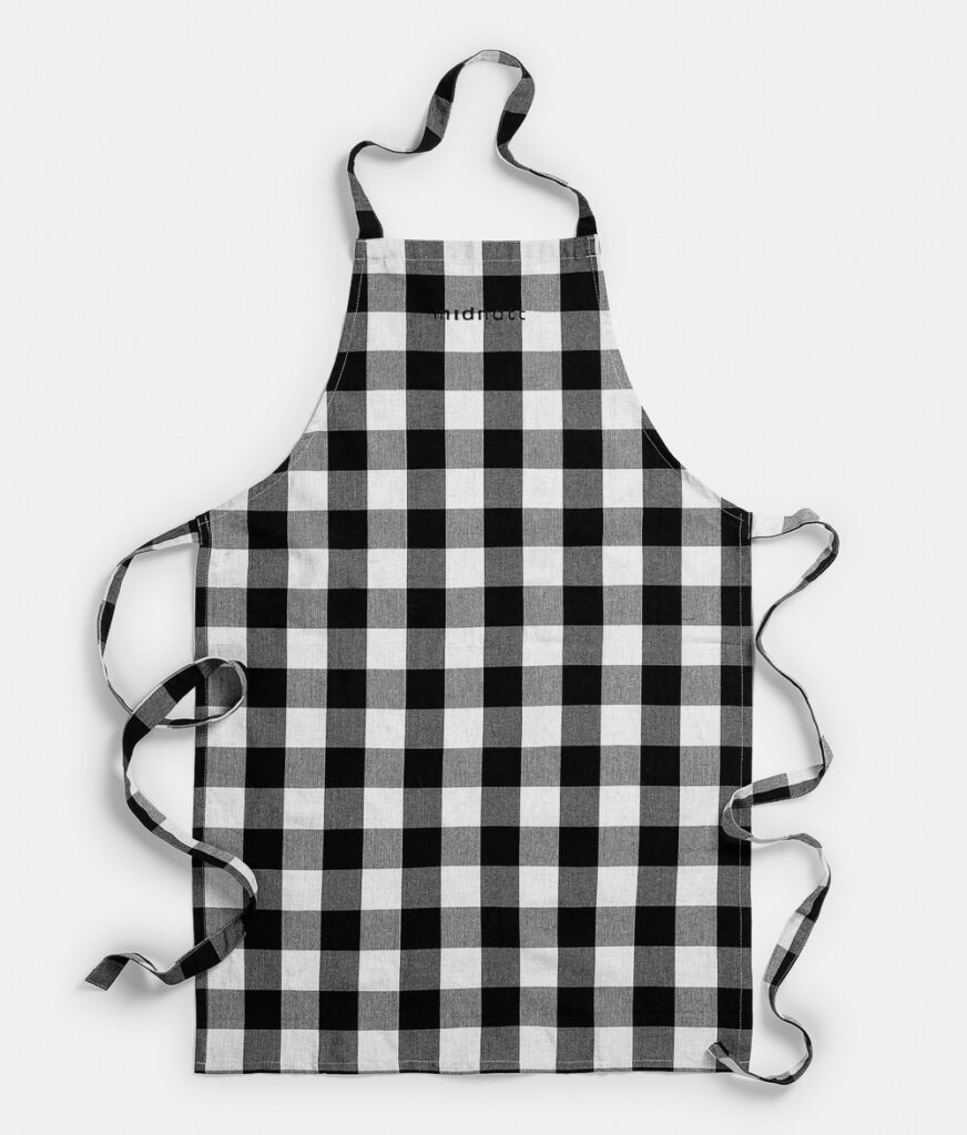 Black and white checked tote bag in recycled cotton