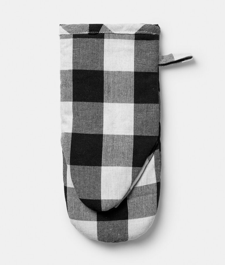 Black and white checked tote bag in recycled cotton